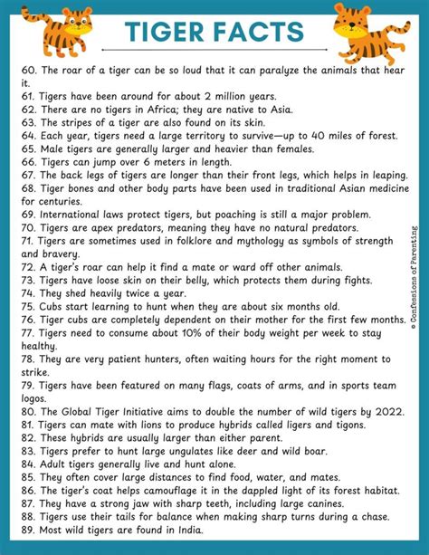100 Great Tiger Facts Trivia Questions [free Printable]