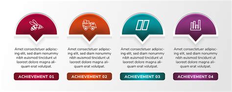 Four Step Of Infographic With The Element Arrament Are Rectangle Half Circle Pin Location Icon