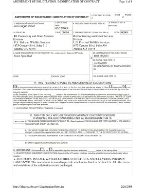 Fillable Online AMENDMENT OF SOLICITATION MODIFICATION OF CONTRACT AMENDMENT OF SOLICITATION