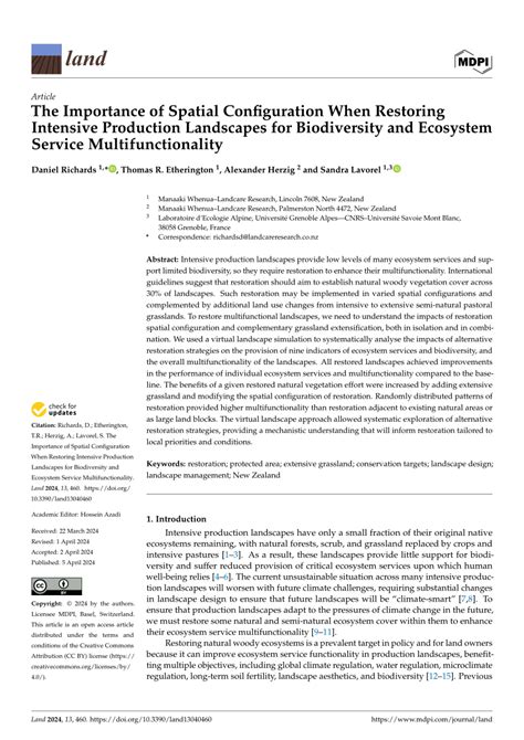 Pdf The Importance Of Spatial Configuration When Restoring Intensive Production Landscapes For
