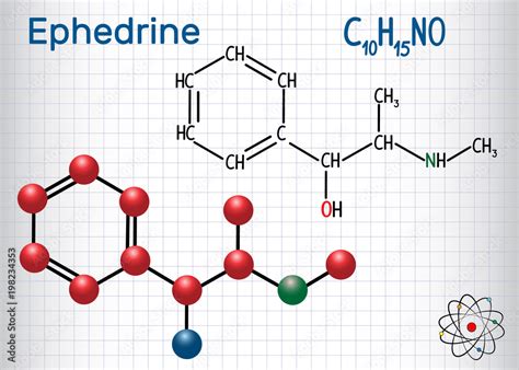 Ephedrine C10h15no Molecule Is A Medication And Stimulant
