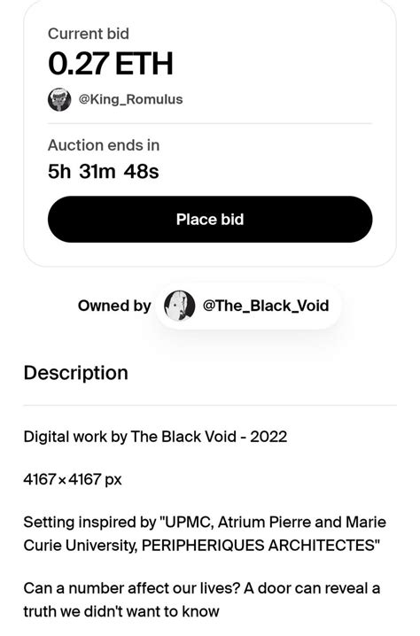 George Gotcha On Twitter RT TheBlack Void Room Hrs To Go Actual Bid ETH