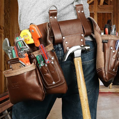 Trutuch Brown Leather Tool Belt With Black Suspender Framers Tool Bag