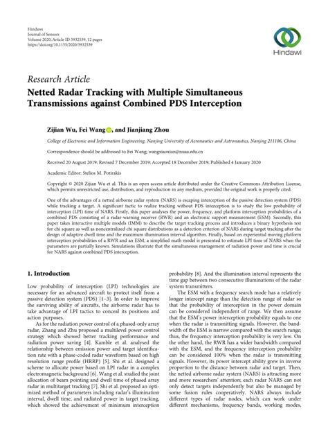 pdf netted radar tracking with multiple simultaneous transmissions