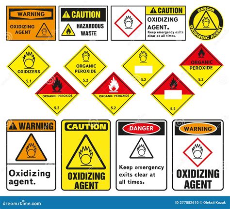 Oxidizer Warning Sign Class 5 Dangerous Goods Plates Stock Vector