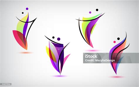 벡터는 인체 아이콘 사람 모양 선형 다채로운 Stylezid 인물을 설정합니다 피트니스 웰빙 스포츠 대회 기타 활동 정체성에 사용합니다 사랑 춤 쌍 유언 2명에 대한 스톡