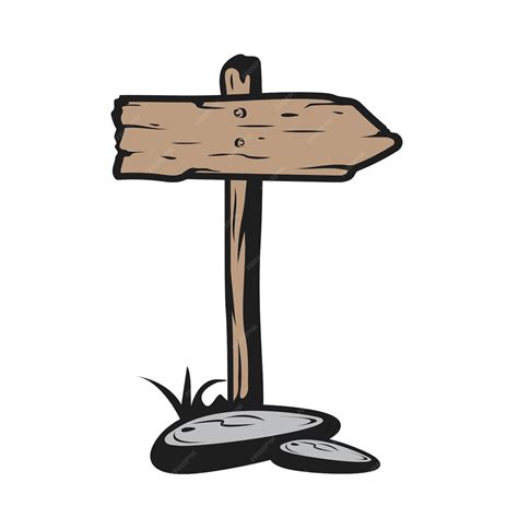 Vector Cartoon Fragile Old Wooden Arrow Signcopy Space Template Premium Ai Generated Vector