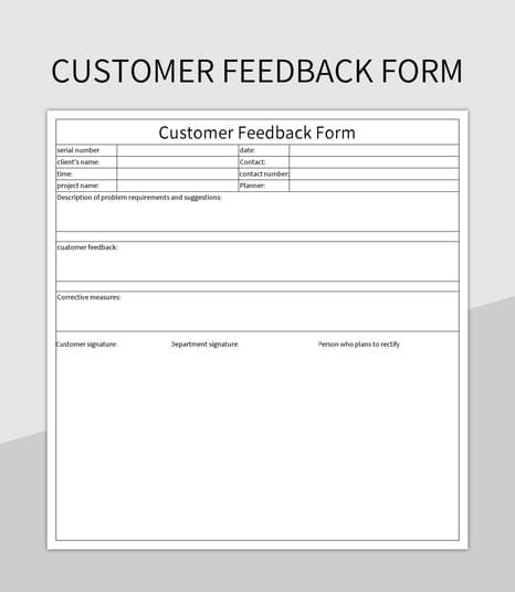 Free Feedback Form Templates For Google Sheets And Microsoft Excel Slidesdocs