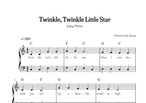 Twinkle Twinkle Little Star • Easy Piano Music Sheet In Pdf With