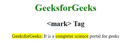 HTML Mark Tag GeeksforGeeks