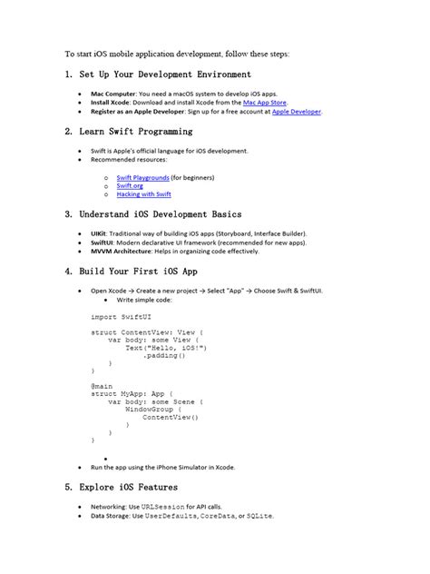 How To Start Ios Mobile Application Development Pdf