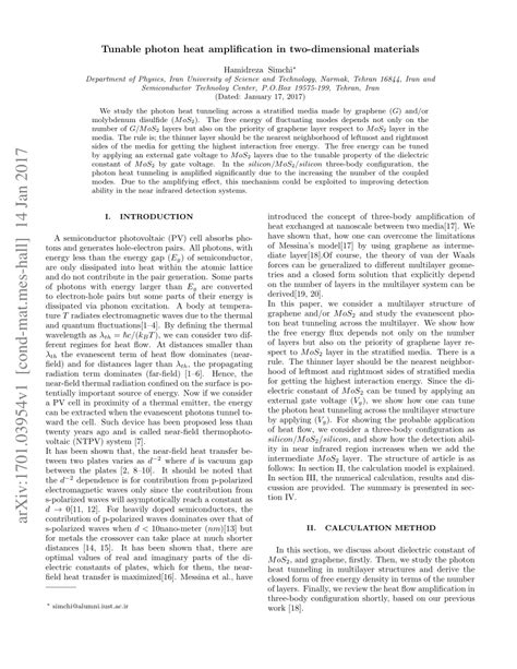Pdf Tunable Photon Heat Amplification In Two Dimensional Materials