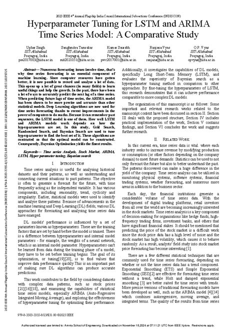 Hyperparameter Tuning For Lstm And Arima Time Series Model A