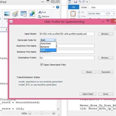 Generating Rtl And Assertions Code Through Umlsv Transformation Engine