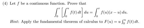 Solved 4 Let F Be A Continuous Function Prove That Pu