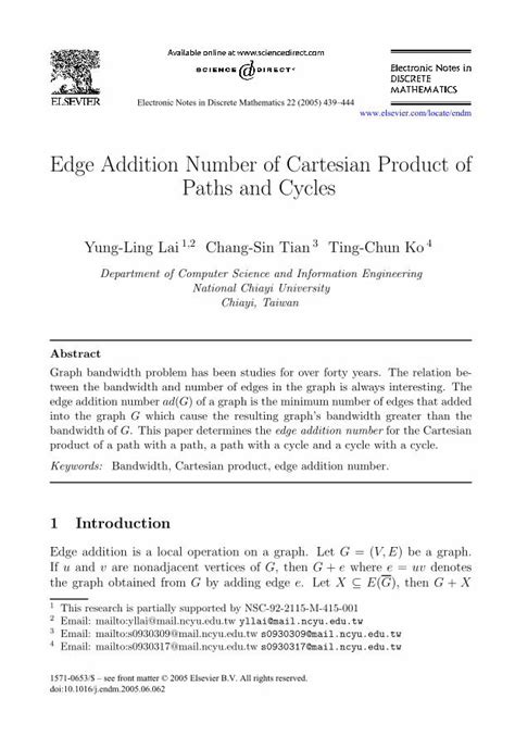 Pdf Edge Addition Number Of Cartesian Product Of Paths And Cycles