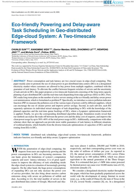Pdf Eco Friendly Powering And Delay Aware Task Scheduling In Geo Distributed Edge Cloud System