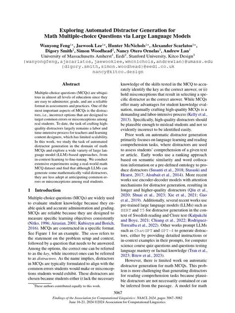 Exploring Automated Distractor Generation For Pdf Multiple Choice