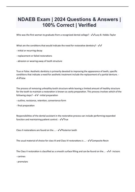 Ndaeb Exam 2024 Questions And Answers 100 Correct Verified Ndaeb Stuvia Us