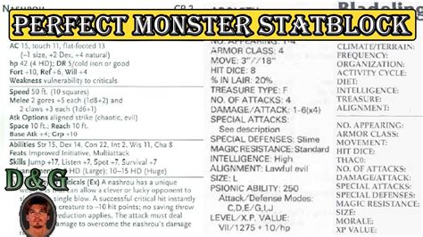 Perfect Tabletop Rpg Monster Statblock Youtube