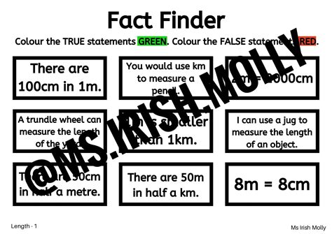 Mash 3rd 4th Class Length Fact Finder Printable Math Center