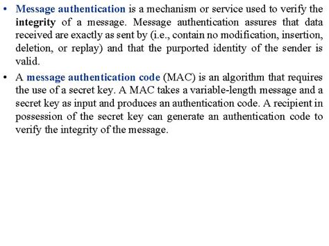 Message Authentication Code Message Authentication Is A Mechanism