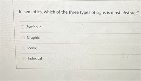 Solved In Semiotics Which Of The Three Types Of Signs Is