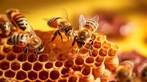 Premium Ai Image Bees With Nectar Combs Closeup Creative Resource Ai