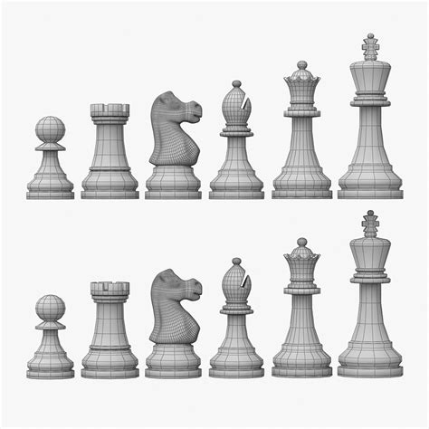 Набор шахматных фигур 3D Модель $49 - .ma .max .upk .unitypackage .obj ...