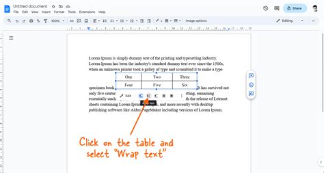 How to Wrap Text Around a Table in Google Docs