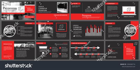 Red Black Slide Presentation Templates Background Stock Vector Royalty Free