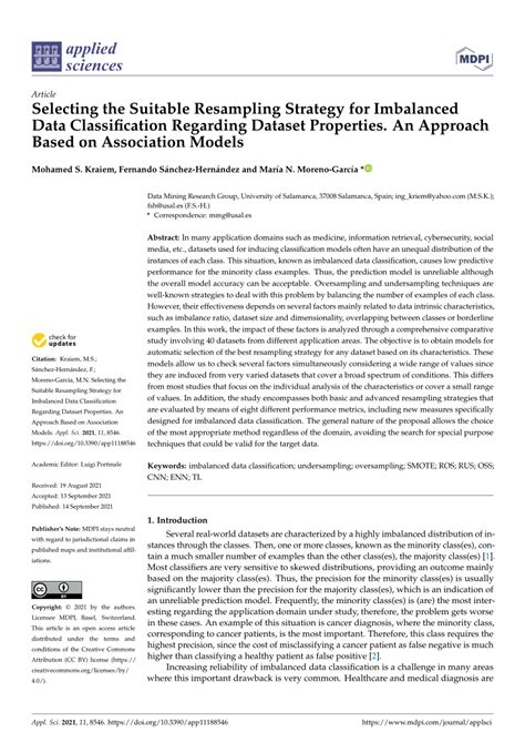 Pdf Selecting The Suitable Resampling Strategy For Imbalanced Data Classification Regarding