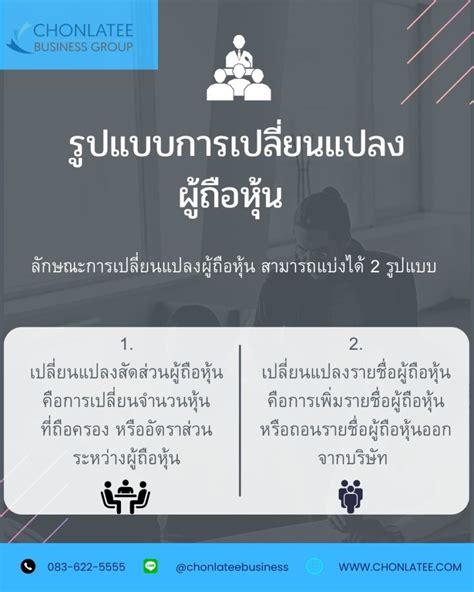 รูปแบบการเปลี่ยนแปลงผู้ถือหุ้น รับจดทะเบียนบริษัท จดทะเบียนบริษัท รับทำบัญชี