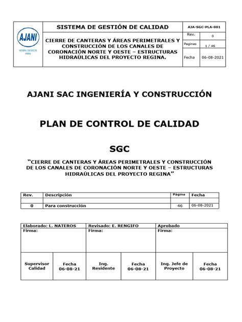 Plan De Calidad Pdf Calidad Comercial Sistema De Manejo De Calidad