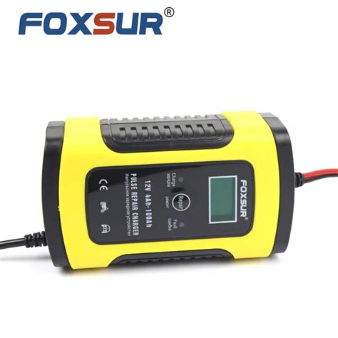 foxsur 12v 5a 펄스 배터리 충전기 lcd 디스플레이 오토바이 및 자동차 배터리 충전기 12v agm 젤 습식 납