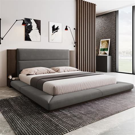 Aiuyesuo King Size Floor Upholstered Platform Bed With
