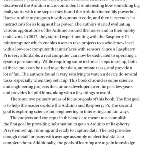 Science And Engineering Projects Using The Arduino And Raspberry Pi