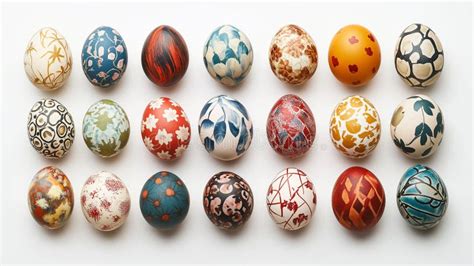 Colourful Collection Of Easter Eggs Each Different Symbol Of Spring