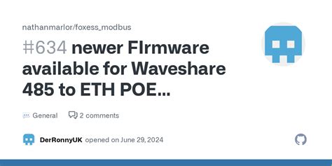Newer Firmware Available For Waveshare 485 To Eth Poe Available · Nathanmarlor Foxess Modbus
