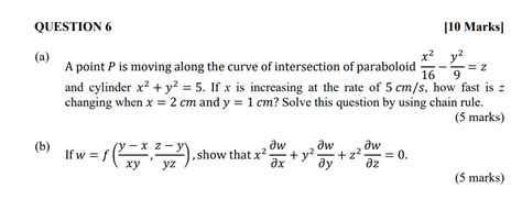 solved question 6 [10 marks] a x2 v2 a point p is moving along the