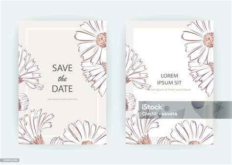 금 송 화 국화 카모마일 데이지 금 잔 화 Arctotis과 꽃 꽃 카드 웨딩 장식 미니 멀 파스텔 색상입니다 꽃 유행 포스터 초대입니다 벡터 장식 인사말 카드 초대장