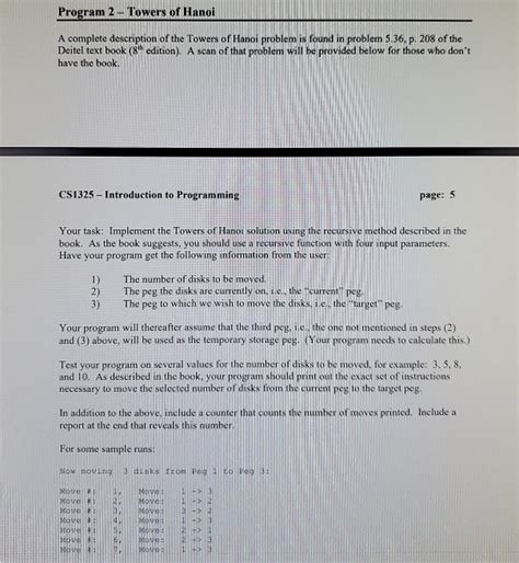 Solved Program 2 Towers Of Hanoi A Complete Description Of