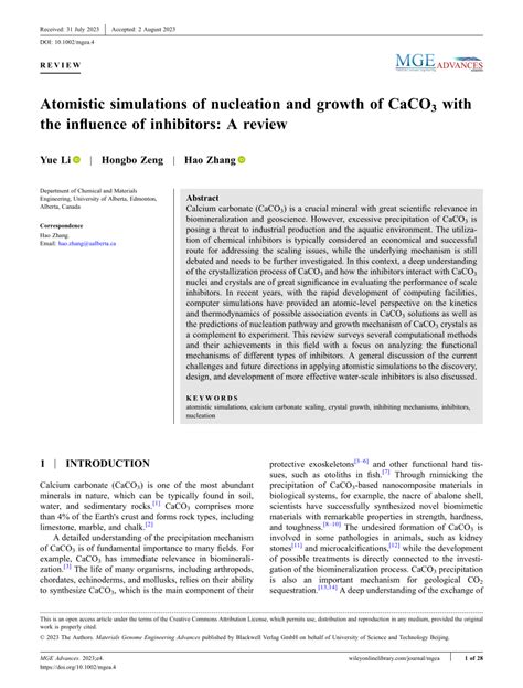 Pdf Atomistic Simulations Of Nucleation And Growth Of Caco3 With The