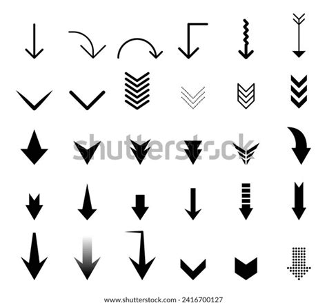 Scroll Down Arrow Vector Set Downward Stock Vector Royalty Free Shutterstock