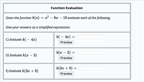 solved function evaluation given the function k x x2 6x
