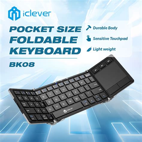 Iclever Bk08 Bluetooth Keyboard Type C Charging With Sensitive Touchpad Sync Up To 3 Devices