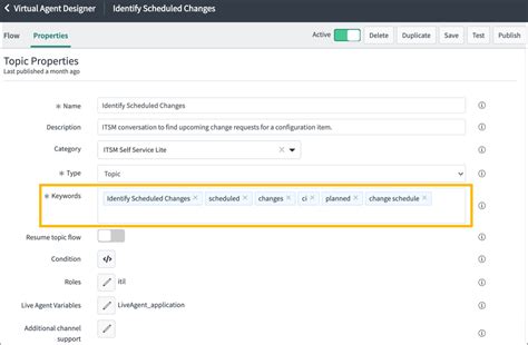 using topic keywords servicenow developers