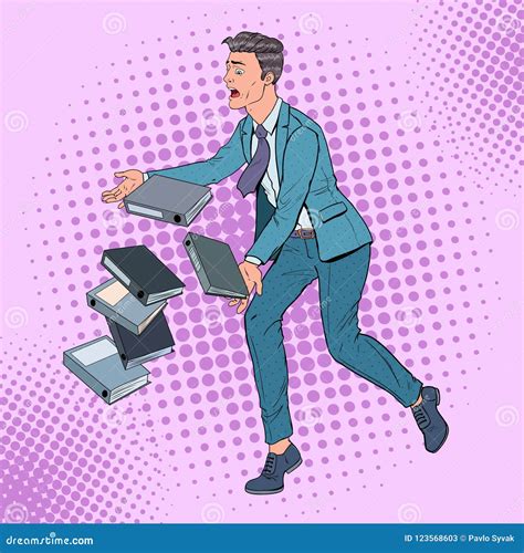 Documenti Di Art Careless Businessman Dropping Folder Di Schiocco