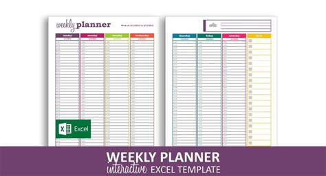 Dynamic Weekly Planner Excel Template Weekly Planner Template Excel Templates Business
