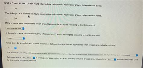 Solved A Project S Internal Rate Of Return IRR Is The Chegg